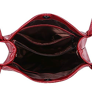 Iswee Soft Leather Tote Red Leather Handbags for Women Shoulder Bag Extra Large Purses Ladies Bag Hobo Handbags Satchel (Wine Lichee)