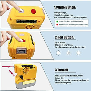 200W Portable Power Dew 20V Lithium Battery, DC 20V to AC 110V Portable Power Station Power Inverter with AC Outlet USB-C PD3.0 for Dew Phone Charger and LED Light (Battery Not Included)