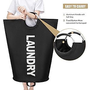 Maxsilan 125L X-Large Laundry Basket, Freestanding Tall Clothes Hamper, Collapsible Laundry Bag,Waterproof with Foam Protected Aluminum Handles for College Dorm, Family, Black