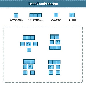 SIYAHOME Conversation 5 Piece UV Outdoor Patio Storage Bench Garden Furniture, PE Modular Set, All Weather Rattan Sofa Dining Table Chair, Grey Wicker, Gray