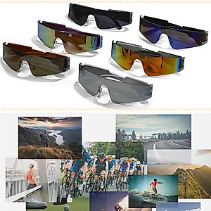 BAWUYI Y2K Futuristic Wrap Around Sunglasses Men Women Visor Cyber Glasses Sports Monoblock Cyclops (Silver Frame-Mirror Silver Lens)