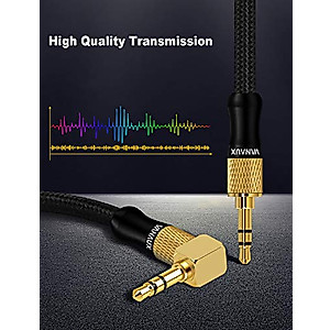 Aux Cable for Car， VANAUX 90 Degree Right Angle Auxiliary Cable Stereo Aux Jack to Jack Cord Compatible for Mp3 Player, Car Stereos, Smartphone, Speakers, Headphone and More(5ft/1.5m)