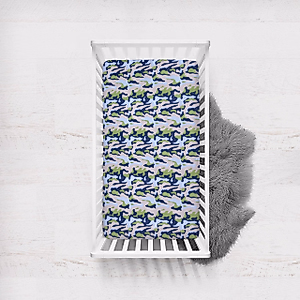 Bacati - 2 Pack Crib Fitted Sheets - CAMO Blue Navy Green Beige Soft Breathable 100% Cotton Percale Baby Sheets - Fits Standard 28 x 52 X 5 inches Crib & Toddler Mattresses