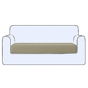 Ouka Sofa Cushion Cover, Stretch Couch Seat Cushion Cover, Reversible Cushion Protector , Soft Chair Loveseat Sofa Cushion Protector(Large,Sand)