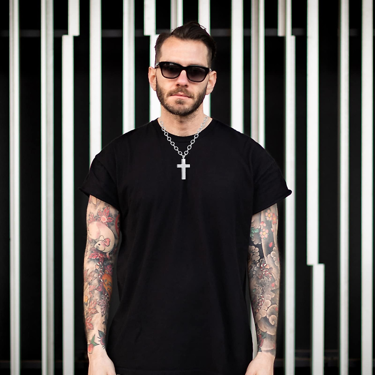 E&A Cross Cremation Jewelry for Ashes, Urn Necklace for Ashes, Customized Memorial Ash Necklace, Ashes Stainless Steel Pendant, Keepsake Jewelry for Men Women