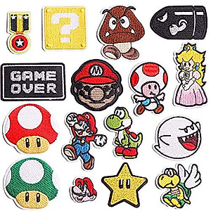 Decorative Patches,16pcs Iron On Patches for Clothing, Embroidered Sew On Super Cute Cartoon Anime Patches for Kids Jackets, Shirts, Backpacks