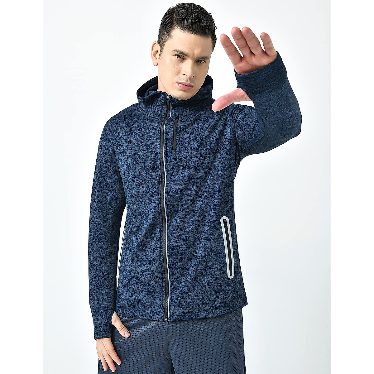 Liberty Imports 2 Pack Mens Zip Up Hoodies, Fleece Thermal Tech Jackets, Lightweight Running Sweatshirts with Zipper Pockets(Set 2, Medium)