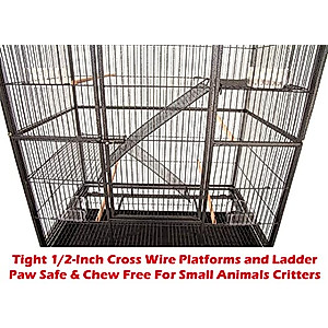 64" Extra Large Wrought Iron 4 Levels Ferret Chinchilla Sugar Glider Rats Mices Rabbit Squirrel Hamster Cage with Removable Stand (32" L x 19" W x 60" H, BlackVein)