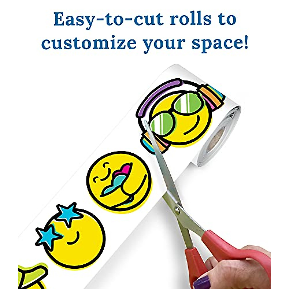 Carson Dellosa Kind Vibes 36 Ft Straight Emoji Bulletin Board Borders, Classroom Borders for Bulletin Board, White Board, Cork Board, Locker, and Classroom Décor, Bulletin Board Trim