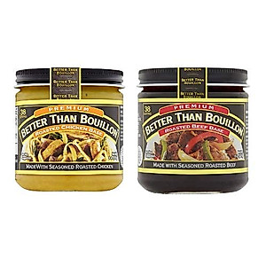 Better than Bouillon Premium Roasted Beef and Roasted Chicken Base, 8 oz Jars (Pack of 2)