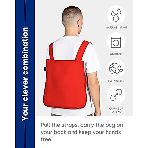 Notabag Original 2 in 1 Backpack and Bag (Red) – Backpack waterproof – reusable grocery bags foldable – clever design for more flexibility – backpack waterproof – grocery tote bag