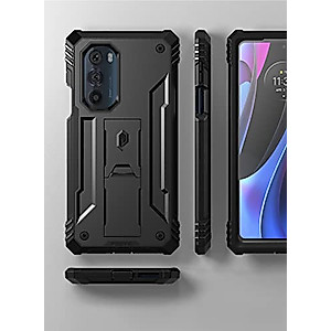 Poetic Revolution Case for Moto Edge Plus 5G 6.7" (2022) / Edge+ 5G UW (2022), Model # XT2201, Full-Body Rugged Shockproof Protective Cover with Kickstand and Built-in-Screen Protector, Black