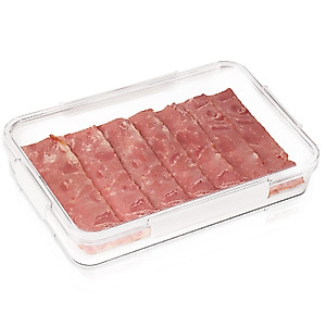 Moretoes 2.2L Fridge Organizer Refrigerator Organizer Bins with Lids Bacon Storage Container - Includes Drain Plate to Keep Bacon Fresh and Delicious