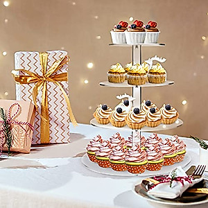 Display4top 4 Tier Cupcake Stand, Clear Acrylic Round Glass Cupcake Holder, Dessert Pastry Tower Stand for Wedding Birthday Bar Party