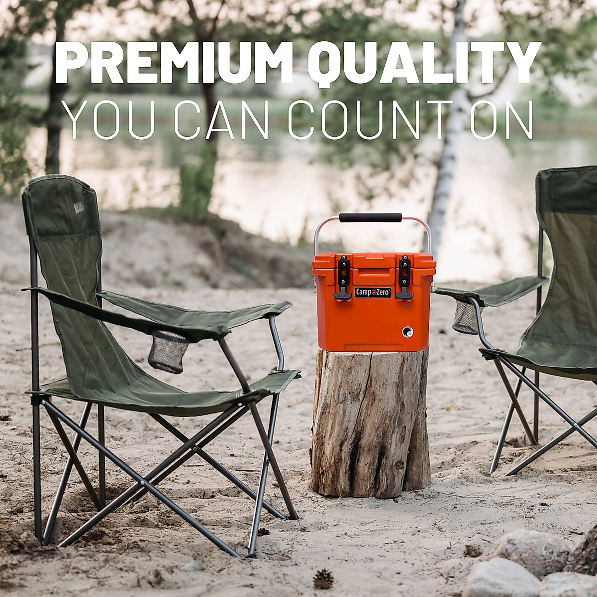 CAMP-ZERO 10L-10.6 Quart Portable Hard Cooler Ice Chest, Perfect for Drinks, Lunch, Beach, Picnics, Boating, Camping and Travel with 2 Molded-in Cup Holders and Folding Aluminum Handle