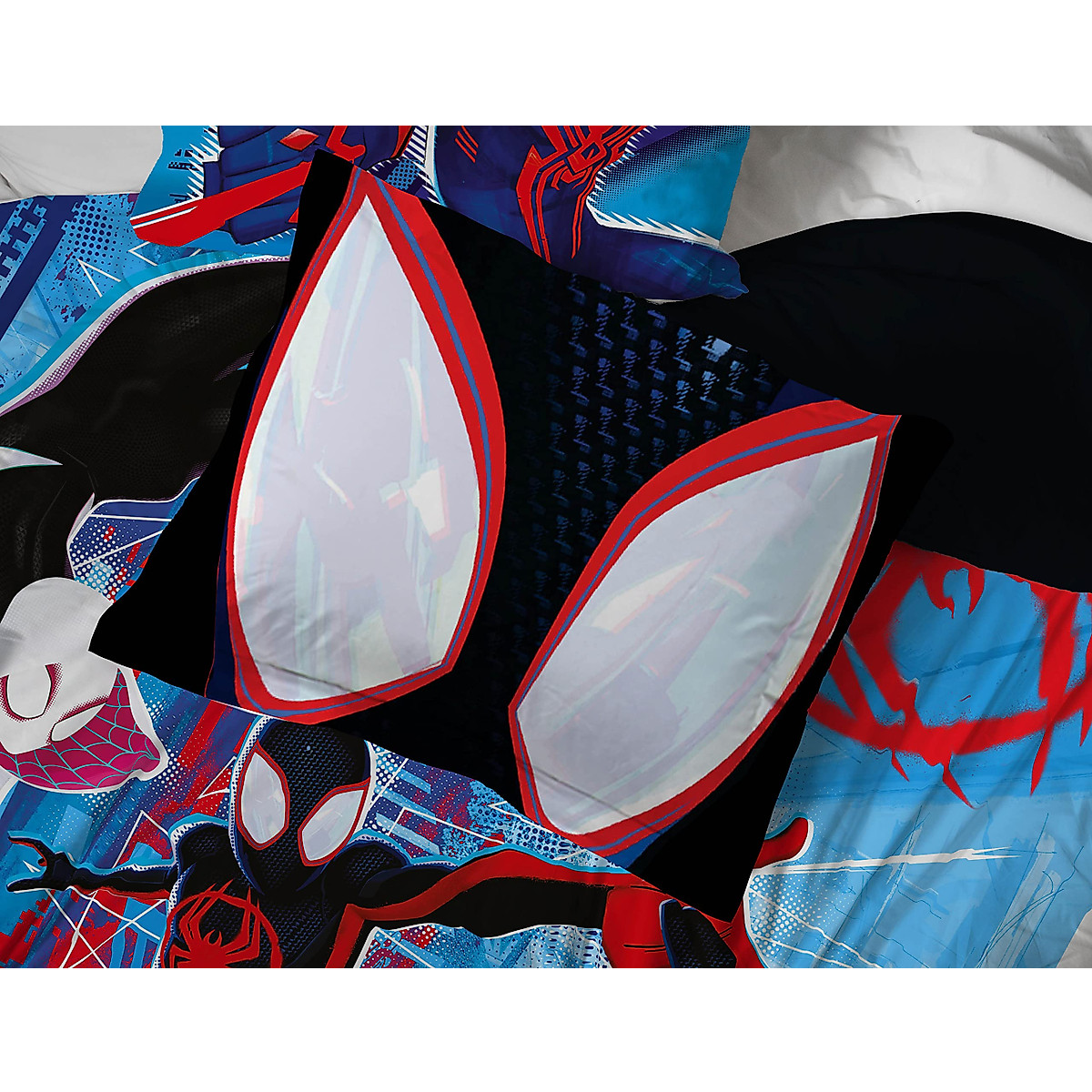 Marvel Spiderman Across The Spider-Verse Glitch 7 Piece Queen Size Bed Set - Includes Comforter & Sheet Set Bedding - Super Soft Fade Resistant Microfiber (Official Product)