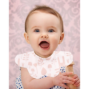 Baby Moon Soft Bibs Set of 5 for Baby Boy Girl 360 Rotate Petal Absorbent Bibs Washable for Drooling Teething (Set 2: Tiger, Kite, Paws, Bunny, Citrus)