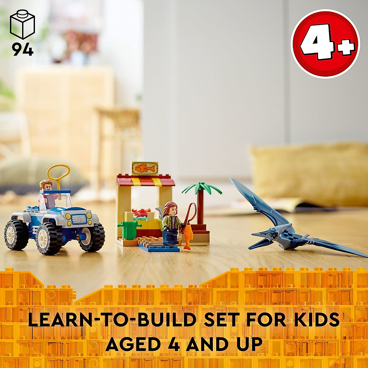 LEGO Jurassic World Pteranodon Chase 76943 Dinosaur Toy Set with 2 Minifigures and Buggy Car, Gift Idea for Kids 4 Plus Years Old