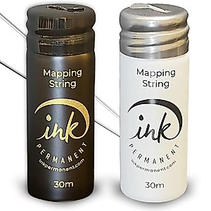 Ink Permanent Black and White Brow Mapping String [2 X 100 Ft Bottles - 60 m] Pre-Inked Mapping String for Permanent Makeup and Microblading Supplies | Brow Mapping Kit |Brow Mapping