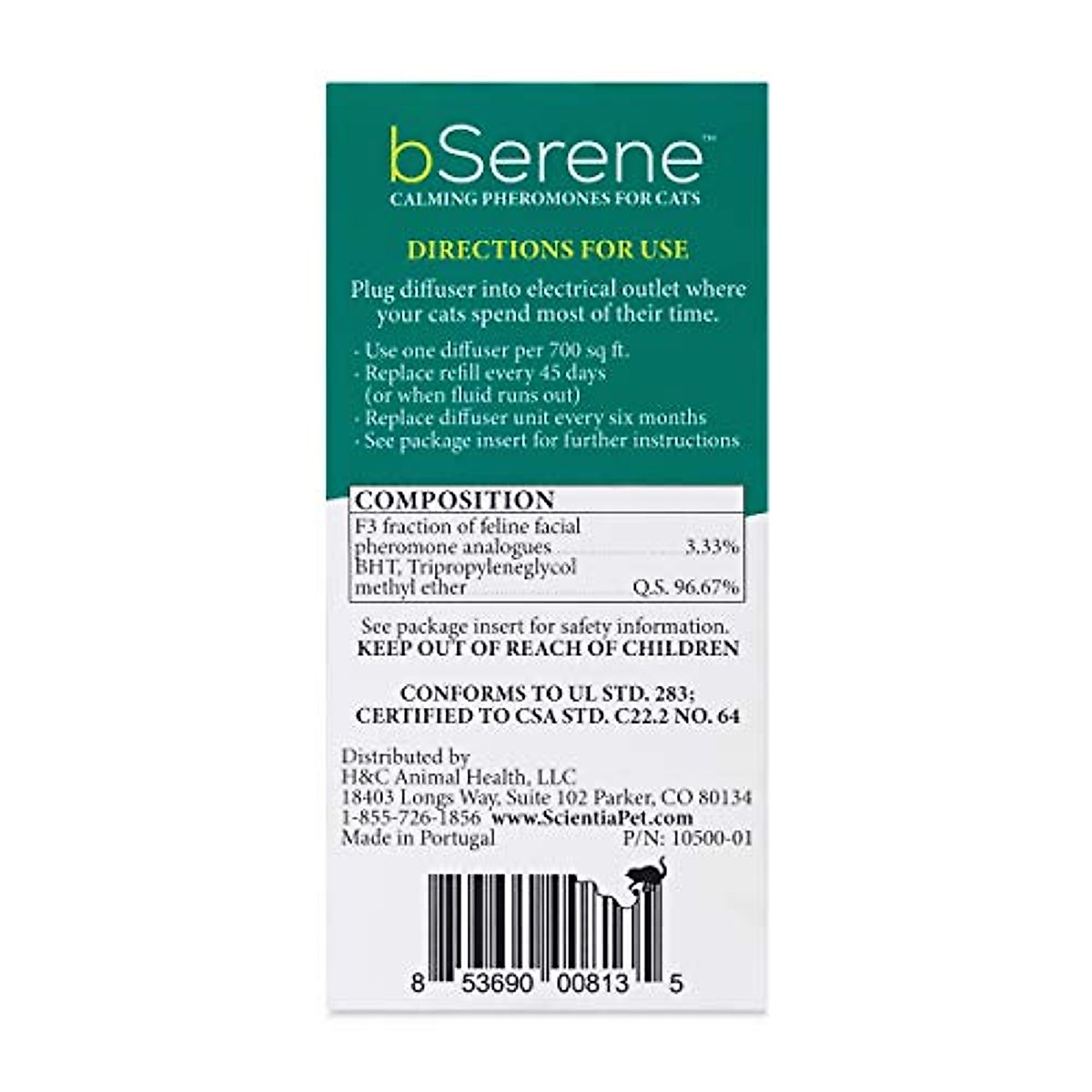 bSerene Pheromone Calming Solution for Cats|45-Day Starter Kit: Plug-in Diffuser + Refill |Helps Reduce Hiding, Scratching, Stress, Anxiety | for Single/Multicat Homes|45 Days of Constant Comfort