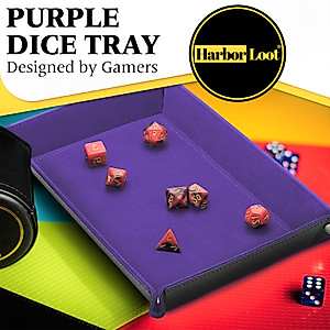 Harbor Loot Brand Black Dice Tray - Perfectly Sized at 8.5 x 11.25 Inches Unsnapped and 6.5 x 9.5 Snapped - Designed by Gamers - Packs Flat, Protects Your Table, and Keeps Dice Where They Belong