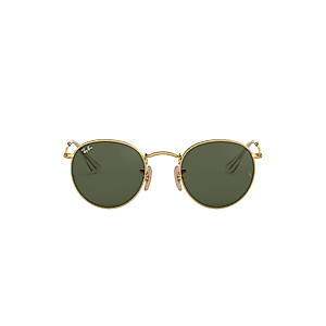 Ray-Ban RB3447N Round Flat Lens Sunglasses, Gold/G-15 Green, 50 mm