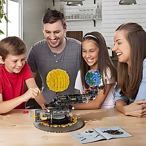 Earth Moon and Sun Orrery Toy Building Sets - Earth Rotation Around Sun Building Bricks-Rotatable Solar System Model, Compatible for Lego Space, Science Educational Architecture Toys for 6+ Kids