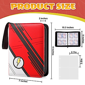 GOPOKIU Card Binder 4-Pocket - 400 Pockets Trading Card Binder Holder with 3 D-rings Holds 50 Removable Sleeves, Ultimate Card Collection Binder Album Book for Games, Baseball(Classic)