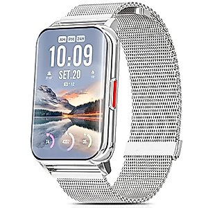 Smart Watch for Android iOS Phones Compatible 1.57 inch Full Touch Screen Fitness Tracker with Heart Rate & Blood Oxygen Monitoring IP68 Waterproof Smart Watches for Men Women(Silver)