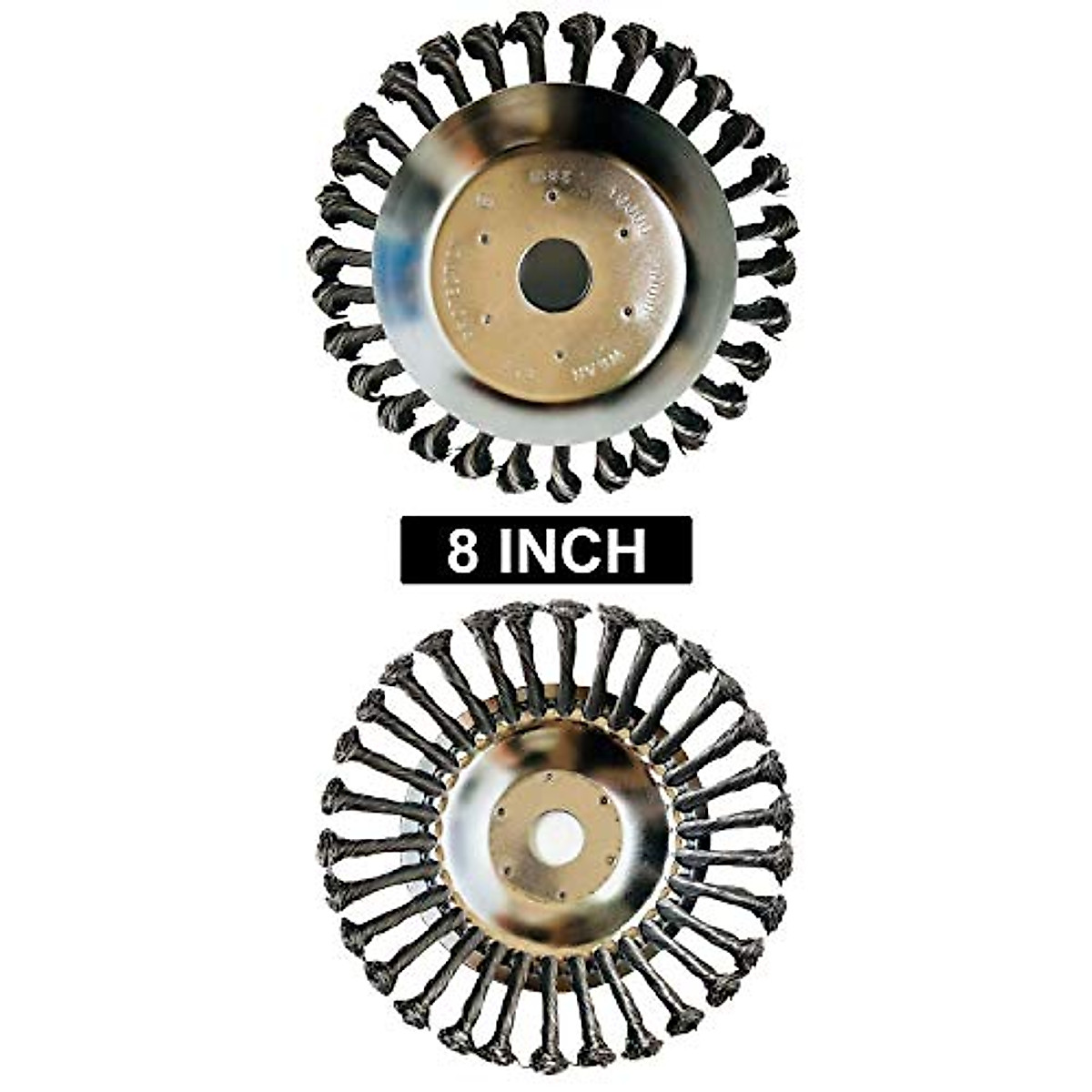 MBAKAS 8 inch Steel Wire Wheel Brush Grass Cutter Trimmer Wire brush Trimmer Head Replacement Garden Grass Weed Cutter With Adapter Kit And Work Gloves, Rust Removal, Paving Stone, Pavement Driveway.