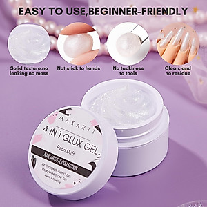 Makartt Solid Gel Builder: 15ML Non-sticky to Hands, White Shimmers Color for Extension 3d Sculpting Nail Art, Hard Gels Molding for Nails UV/LED Lamp Required Pearl Drift