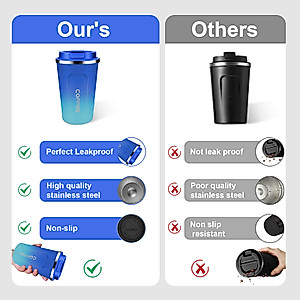 JTRYEMU Travel Mug 12 oz Insulated Coffee Cup with Lid, Reusable Leak Proof Tumbler, Stainless Steel Vacuum Gradient Colorful Thermos Cup, Thermal Keeps Cold and Hot for Coffee/Tea