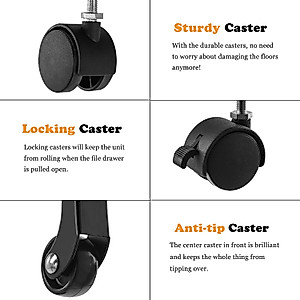 Bonnlo 23.8" H 3 Drawer Rolling File Cabinet with Lock, Mobile File Cabinet Under Desk with Pencil Tray, White Locking File Cabinet for Home Office, Metal Filing Cabinet Printer Stand Fully Assembled