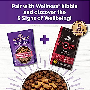 Wellness Tender Toppers (Previously CORE Bowl Boosters), Grain-Free Natural Dog Food Toppers or Mixers, Made with Real Meat (Lamb & Salmon, 8 oz Bag)