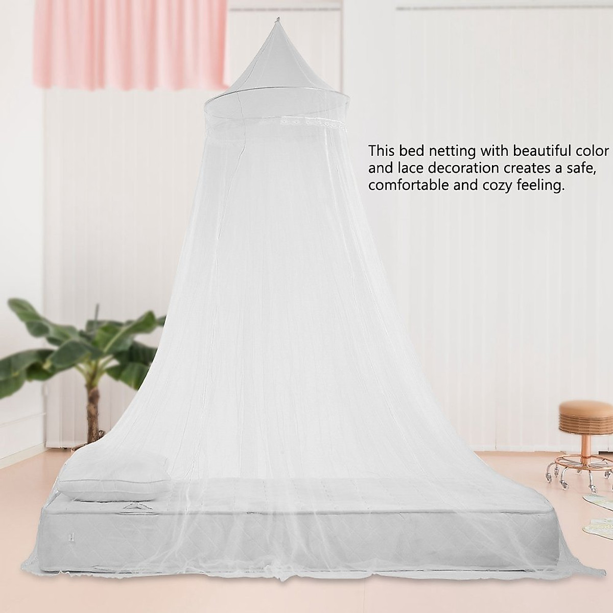 bed net Bed Netting Elegant Ruffle Lace Bed Canopy for Little Princess Baby Children (White)