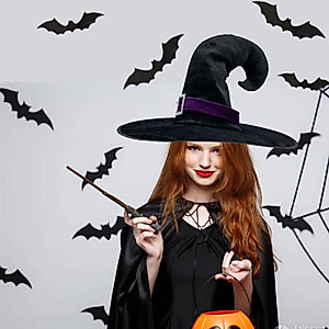 Seasons Stars SSDecor Halloween Velvet Witch Hat Purple - Unique Wizard Hat with Vibrant Color and Metallic Buckle - Halloween Costume Accessory for Women and Girls