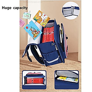 GANYGLE Cute cartoon cute huge capacity bookpack waterproof back to school backpack Horizontal board Backpack (Blue Large)