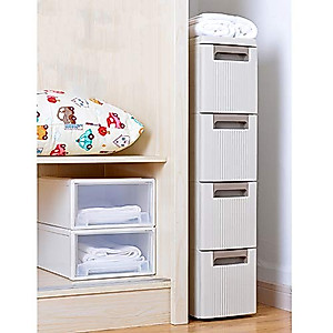 4 Storage Drawer Rolling Cart Organizer and Storage,Plastic Unit on Wheels Narrow Slim Bathroom Storage Cabinet Organizer
