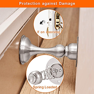 Door Stopper Magnetic Door Stopper Brushed Nickel 6 Pack Stainless Steels Magnetic Door Stop No Need to Drill 3M Double-Sided Adhesive Tape Magnetic Door Holder Soft-Catch Hold Door Open