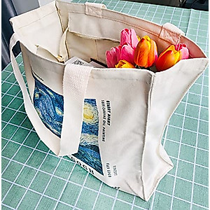 Canvas Aesthetic Tote Bag with Zipper Interior Pocket Shoulder Tote Bags for Women School Shopping