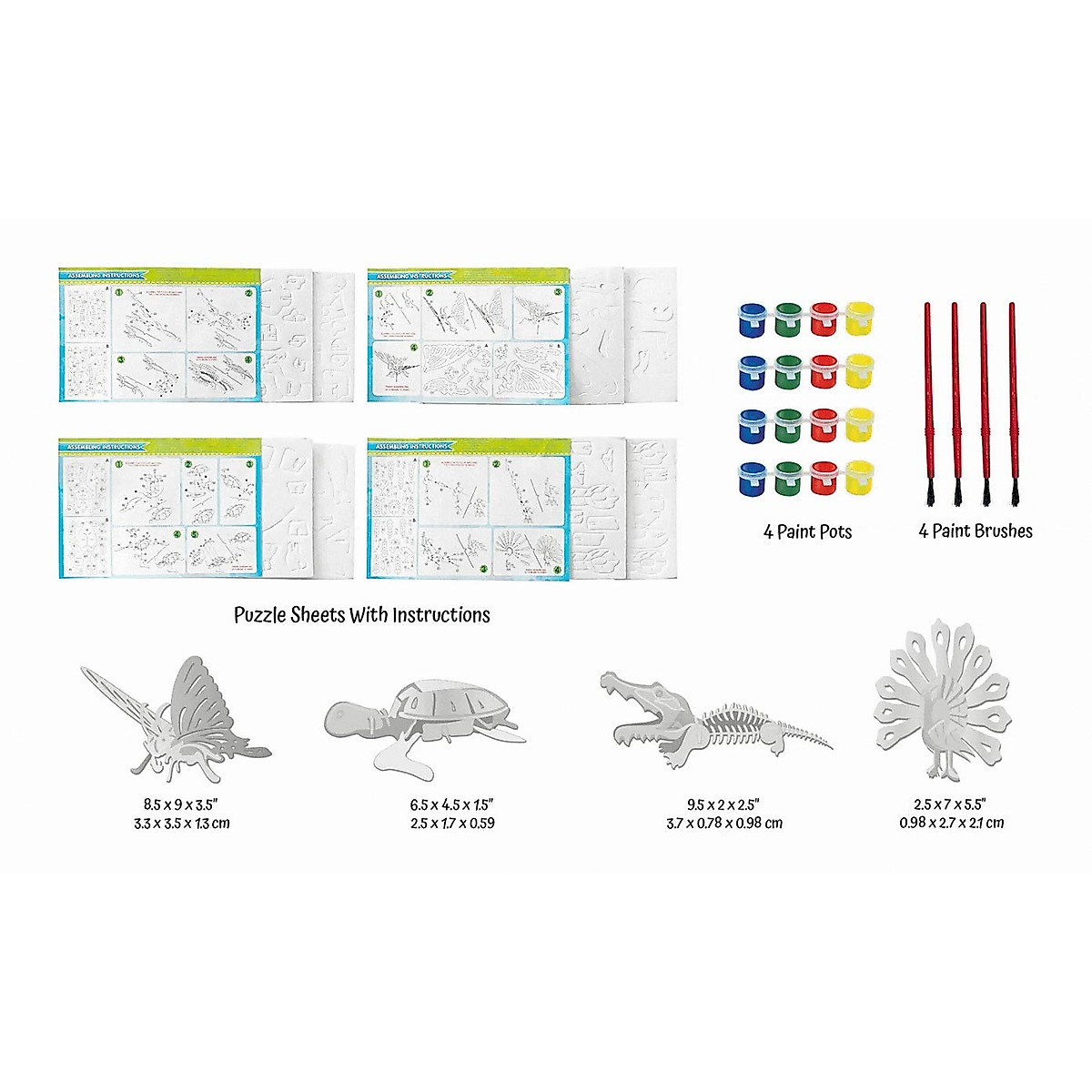 EMBRACE PLAY 3D Puzzles Set of 4| Adult Crafts | Arts and Crafts for Kids | Cool Cheap Stuff | Art Gifts | Arts and Crafts | DIY Kits for Teens - Hobby-Model-Figure-Building-Kits