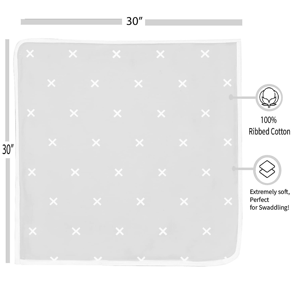 Baby Blankets – Soft Pure Cotton Blankets – 6 Pack of Breathable Swaddle Blankets – Unisex Baby Swaddle Blanket for Boys and Girls in Grey White Designs – Multi Use Blankey – 30 x 30 inches