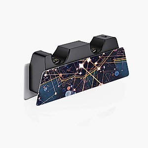 PlayVital Galaxy Geometric Full Set Skin Decal for ps5 Console Disc Edition, Sticker Vinyl Decal Cover for ps5 Controller & Charging Station & Headset & Media Remote