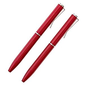 NarwhalCo Set of 2 Red Small Pens (3.35") with Black Ink for Pocket, Wallet, Planner, Purse or Passport