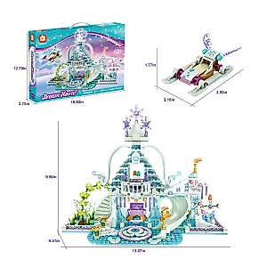 JIETENGFEI Girls Castle Princess Building Blocks House Crystal & Sleigh with Palace Bricks Construction Play Kit for Kids Christmas Birthday Gift Present 6.7.8.9.10.11.12 Years and Up