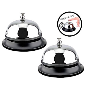 1InTheOffice Call Bell, Desk Bell, Service Bell, Chrome Finish, 2 Pack