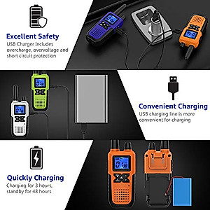 4 Long Range Walkie Talkies Rechargeable for Adults - NOAA 2 Way Radios Walkie Talkies 4 Pack - Long Distance Walkie-Talkies with Earpiece and Mic Set Headsets USB Charger Battery Weather Alert