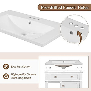 Goujxcy 30-inch Freestanding Bathroom Vanity Combo with White Ceramic Sink and Storage Cabinet Wooden Bath Cabinet Integrated Single Sink for Bathroom, Full Assembly Required (White-30'')