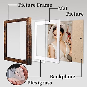 ORIVAN Picture Frames 8x10 with 6x8 Mat, Rustic Brown Photo Frames for Decoration, 2 Pack