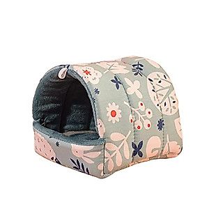 Guinea Pig House Bed Cozy Hamster Cave Hideout for Dwarf Rabbits Hedgehog Chinchilla Hamster Bearded Dragon and Other Small Animals Winter Nest Hamster Cage Accessories Cyan M